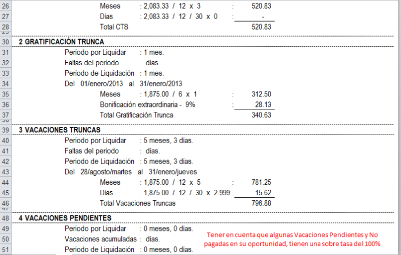 Liquidación de Beneficios Sociales – Archivo Excel