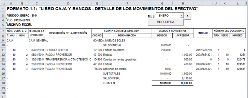 Libro caja – Archivo Excel