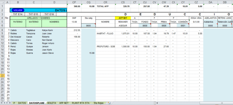 PLAME – Planilla de remuneraciones electrónica – Archivo Excel
