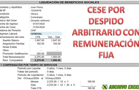 Liquidacion de beneficios sociales en excel – Archivo Excel